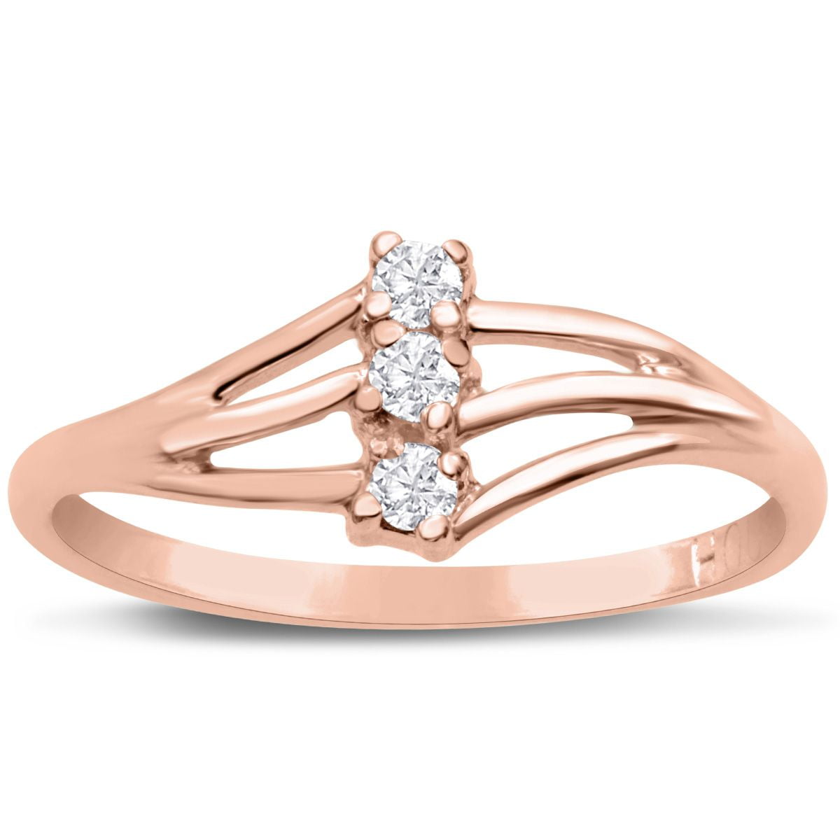 SuperJeweler Three Diamond Spray Promise Ring In Rose Gold For Women ...