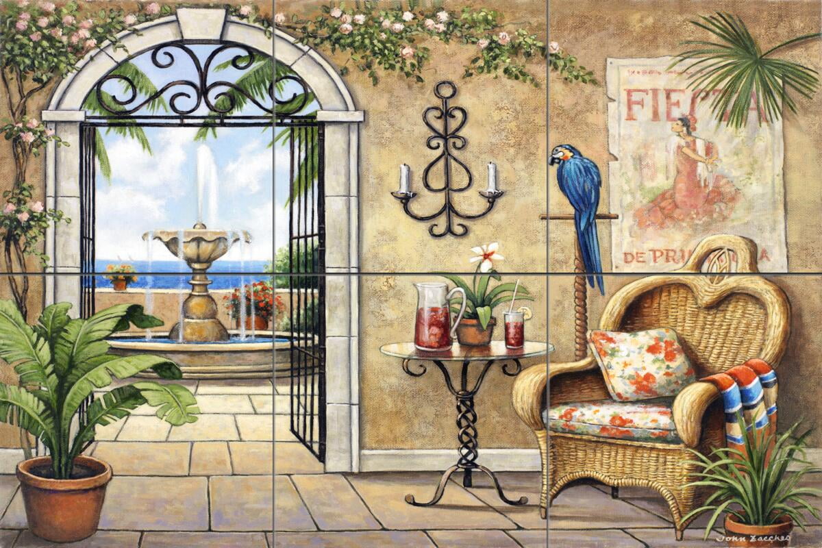 Tile Mural Kitchen Backsplash - Fiesta 2 - by John Zaccheo - Walmart.com