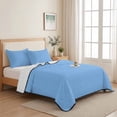King Quilt Bedding Set Abstract Sky Blue Theme Breathable Summer ...