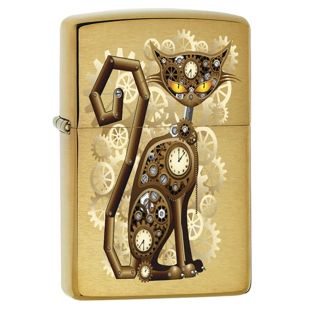 Zippo Lighter: Steampunk Cat - Brushed Brass - Walmart.com - Walmart.com