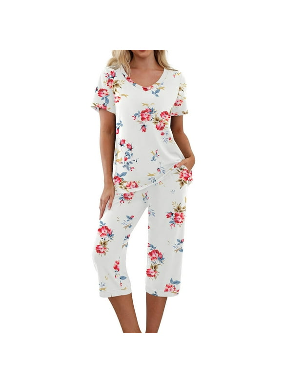 Womens Cotton Capri Pajama Sets