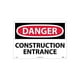 National Marker Construction Entrance 14X20 Rigid Plastic Danger Sign ...