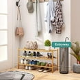 3-Tier Long Shoe Rack, Bamboo Wood Shoe Rack for Closet, Entryway ...