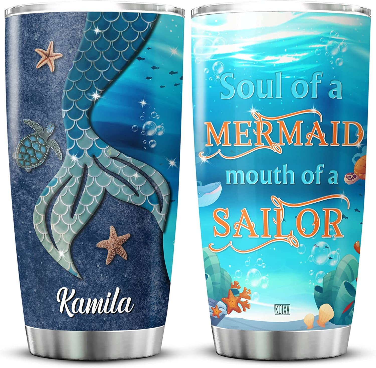 Tumbler Soul Of A Mermaid Mouth Of A Sailor Cup With Lid 20 Oz Turtle ...