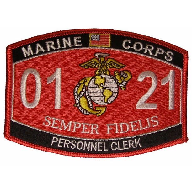 MARINE CORPS 0121 PERSONNEL CLERK MOS SEMPER FIDELIS PATCH USMC EGA ...