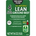 93% Lean / 7% Fat Lean Ground Beef Patties, 4 Count, 1 lb Tray, Fresh ...