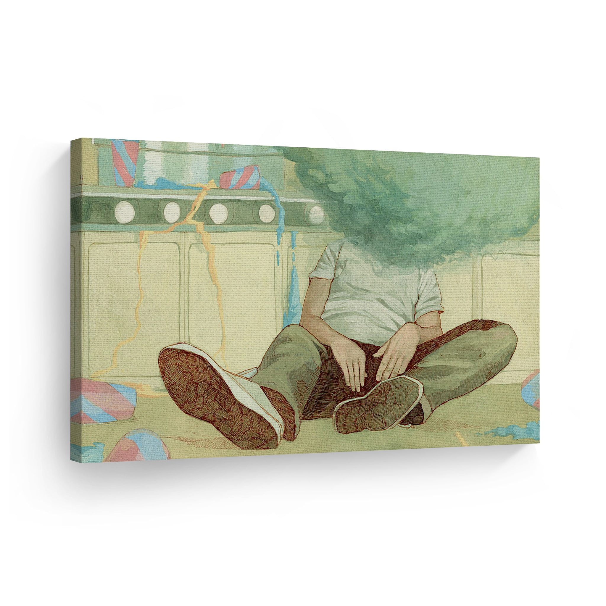 Smile Art Design Smoke Wall Art Canvas Print Man Getting High at ...