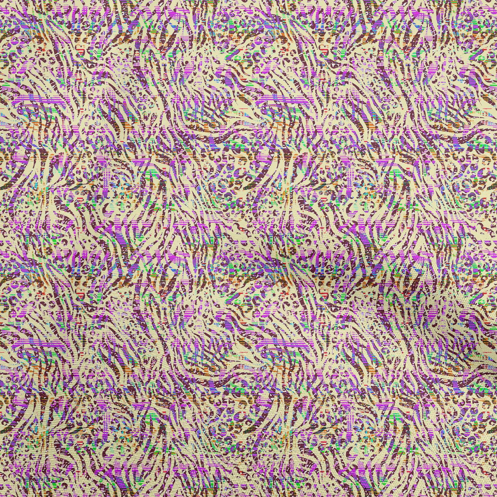 oneOone Cotton Silk Light Yellow Fabric Animal Skin Sewing Material ...