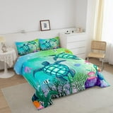 Sea Turtle Bedding Set Green Blue Ocean Duvet Insert Full,Colorful ...