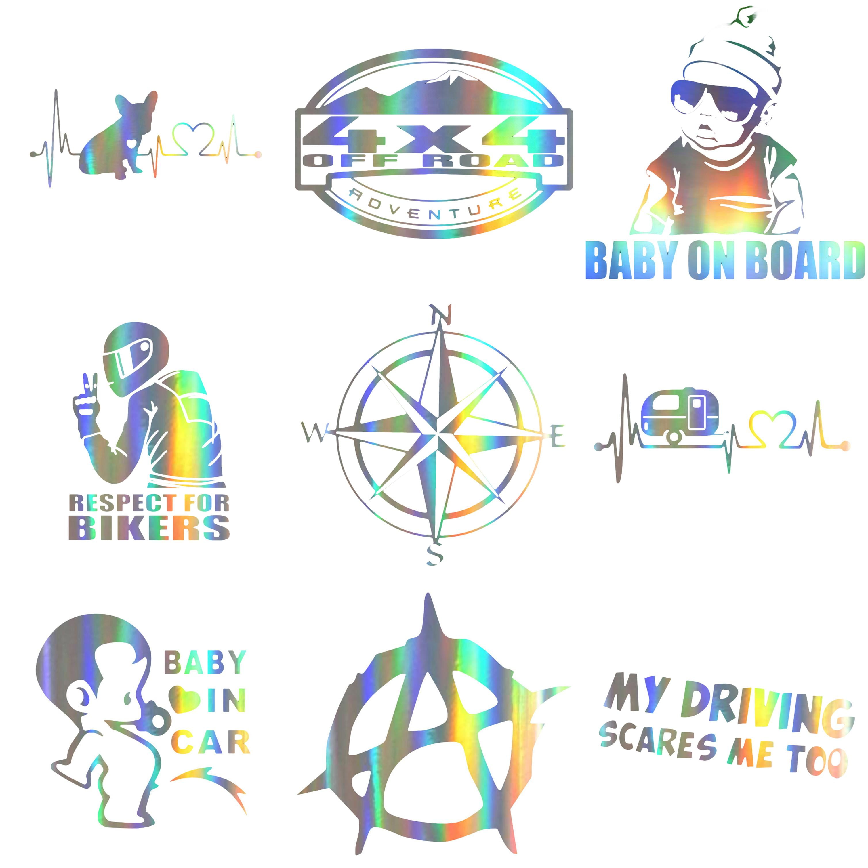 Walbest 1Pcs Car Body Window Colorful Laser Baby Compass Letters ...