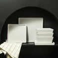 Stone Lain Grace Modern Square Dinner Dish Set, 12-Piece Stoneware ...