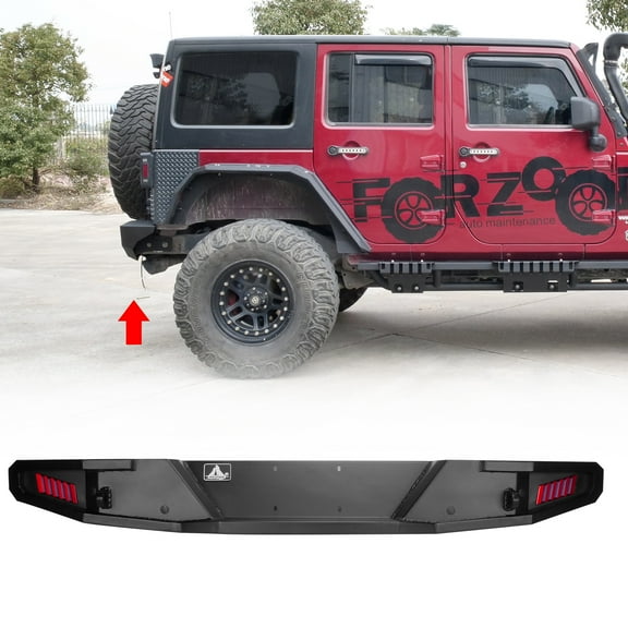 Vijay Texture Rear Bumper with Spotlights Fits 2018-2024 Jeep Wrangler ...