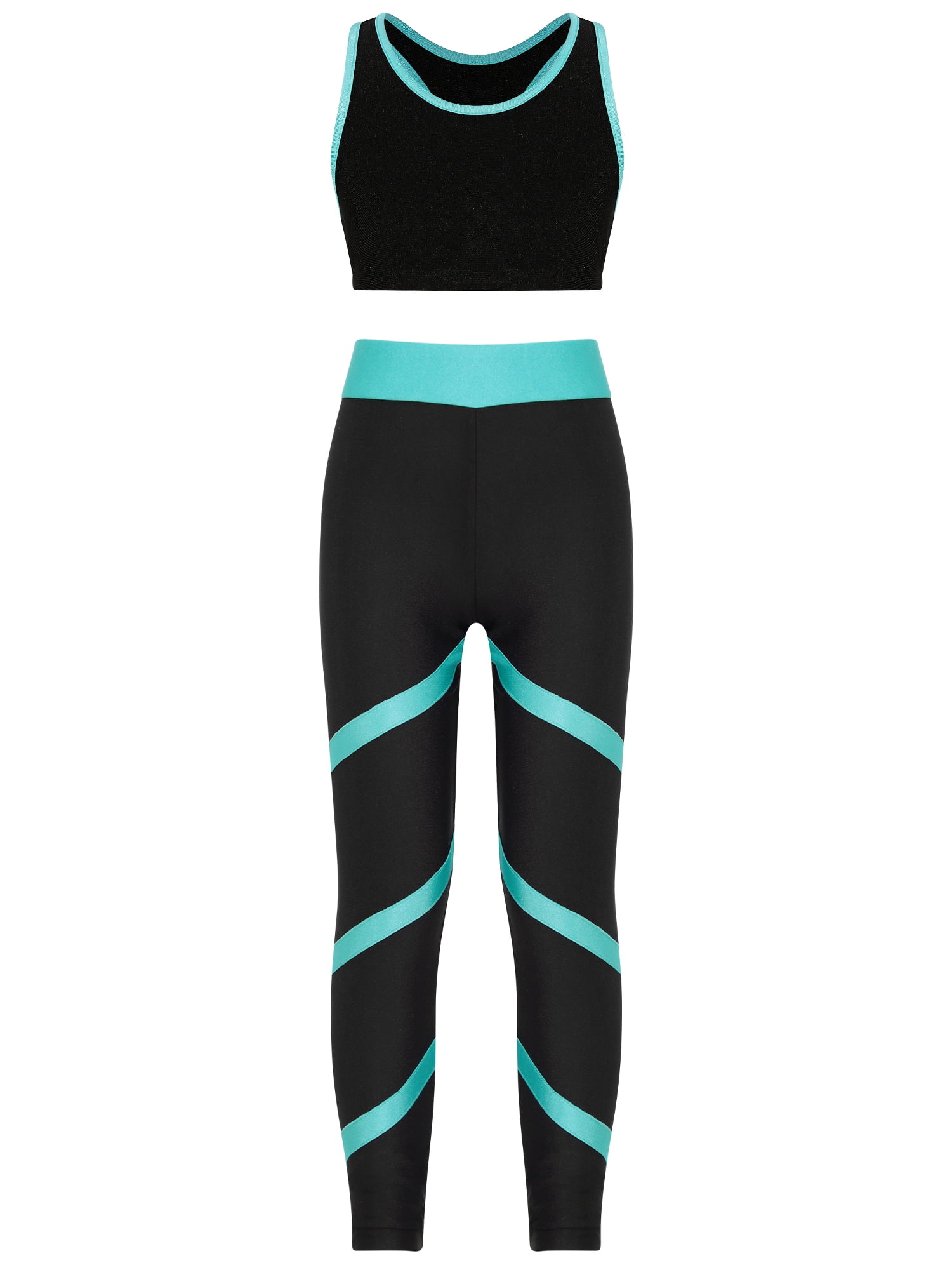 iEFiEL Girls Gymnastics Sports Suit Yoga Workout Tracksuit Outfit Set ...