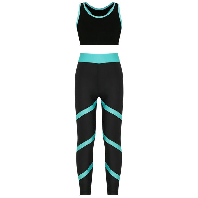 iEFiEL Girls Gymnastics Sports Suit Yoga Workout Tracksuit Outfit Set ...