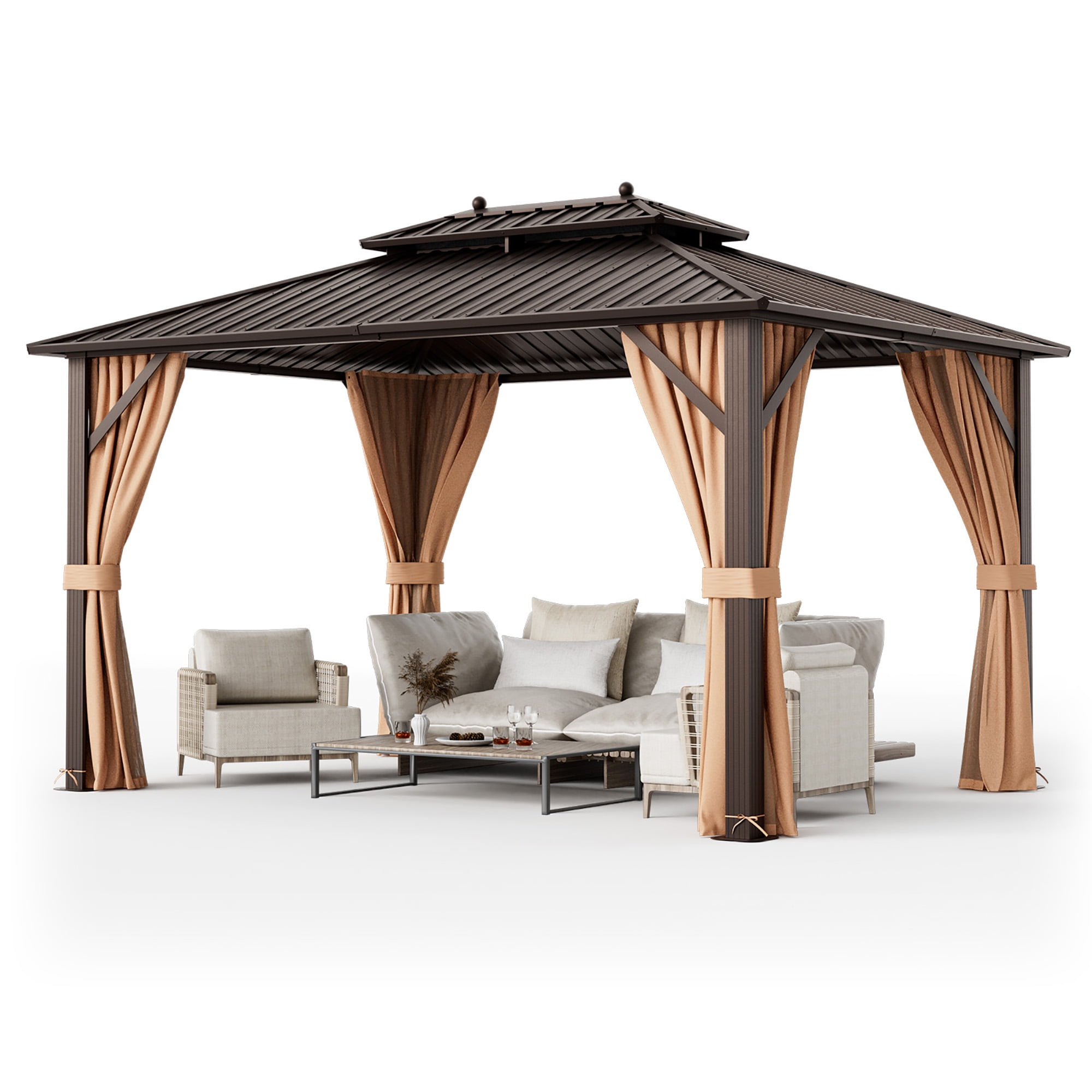 Click here for Gymax 10x13 Patio Double-Roof Hardtop Gazebo W/ Ga... prices