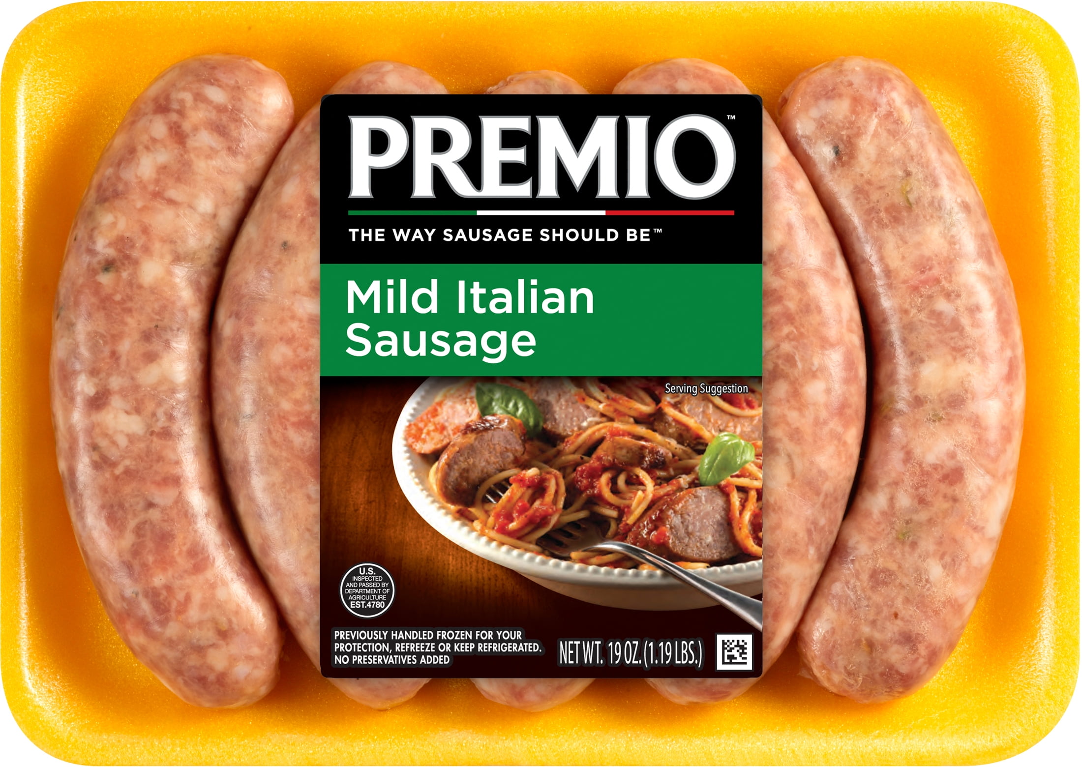 Premio Foods Mild Italian Pork Sausage Links, 19 oz, 5 Count (Fresh ...