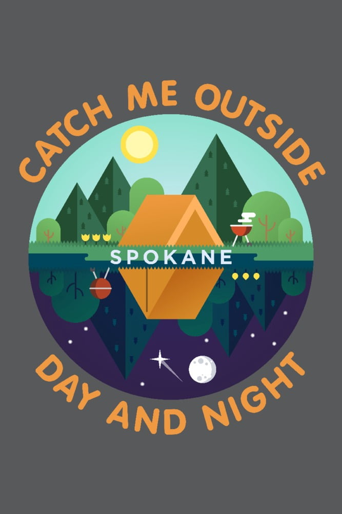 Spokane, Washington, Catch Me Outside Day and Night, Contour (16x24 ...