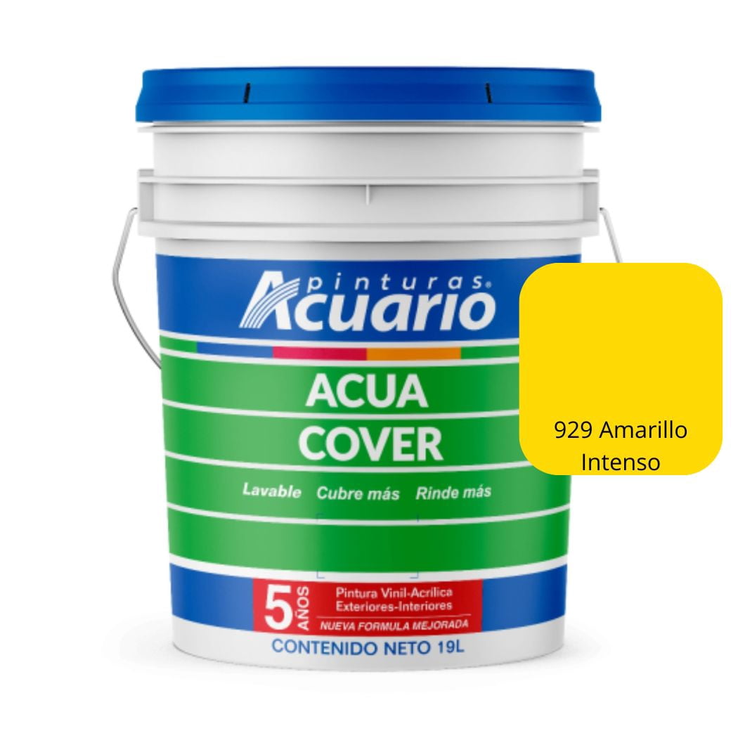 PINTURA VINILICA ACUA COVER COLOR AMARILLO INTENSO MATE ACUARIO CUBETA ...