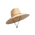 Top Headwear Ultra 5" Wide Brim Straw Sun Hat w/ Panel Holes Brown Trim ...