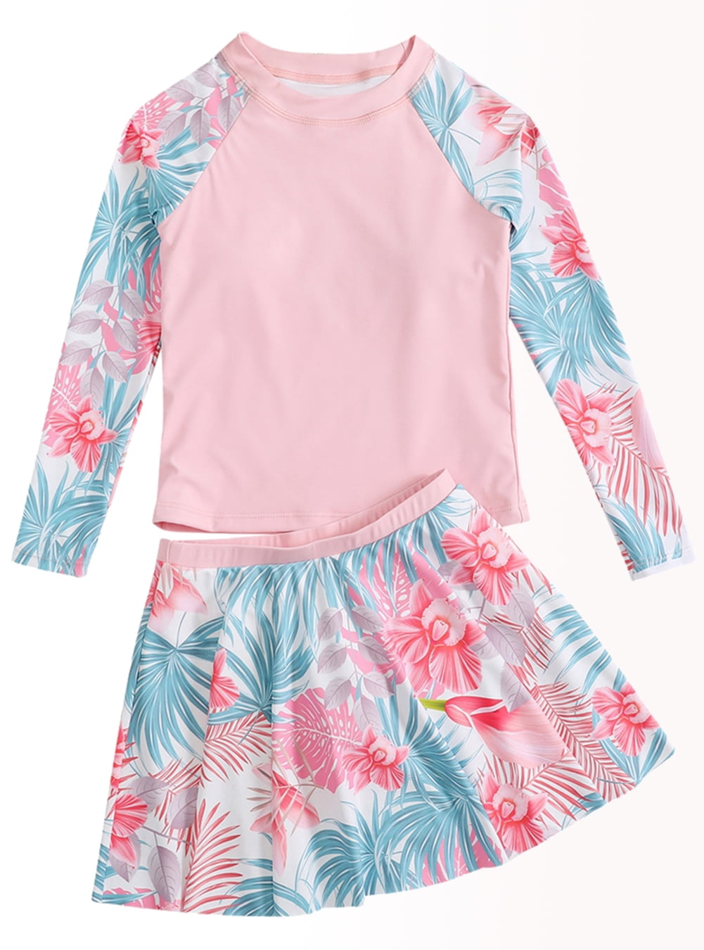 GYRATEDREAM Big Girls Swimsuit Two Piece Long Sleeve UPF50+ Rash Guard ...