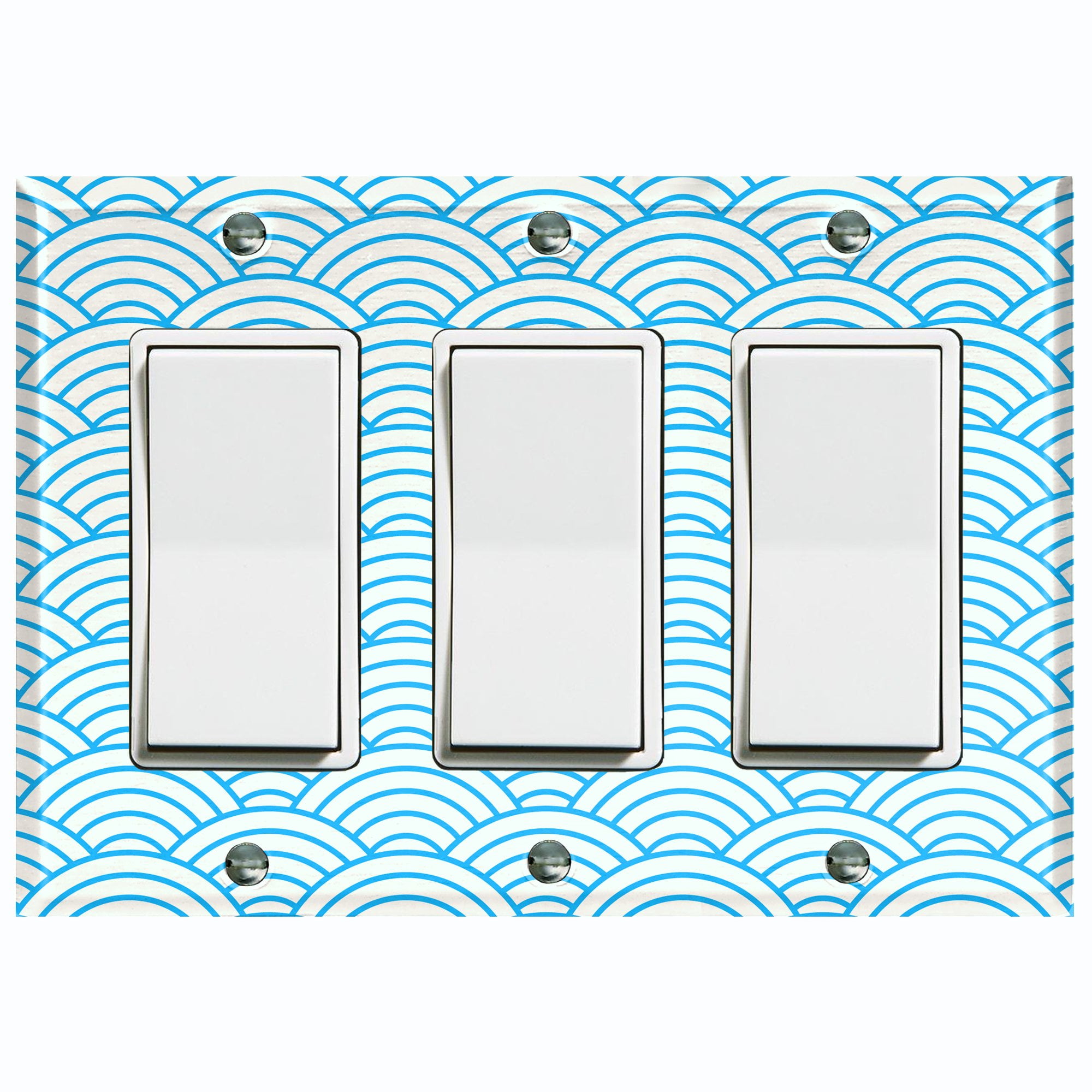 Metal Light Switch Plate Cover Japanese Sea Wave Pattern Teal Wallpaper ...