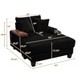 Aukfa Corduroy Chaise Lounge Chair with Ottoman, Hidden Rotating Table ...