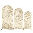 BalsaCircle 3 Champagne Crushed Velvet Round Top Wedding Arch Backdrop ...