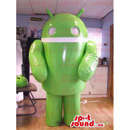 Android Technology Mobile SPOTSOUND Mascot In Green And White - Mascots ...