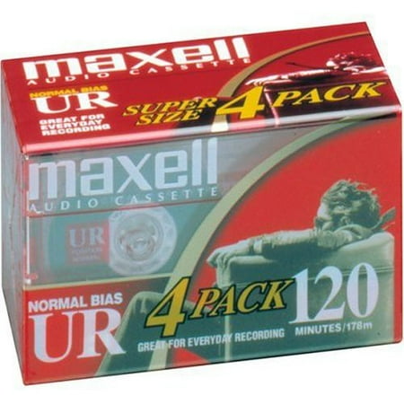 Maxell UR-120 Blank Audio Cassette Tape - 4 pack - Walmart.com