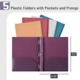 Mr. Pen Plastic Pockets and Prong Folders 5 Pack Assorted Colors 11.5x9 ...