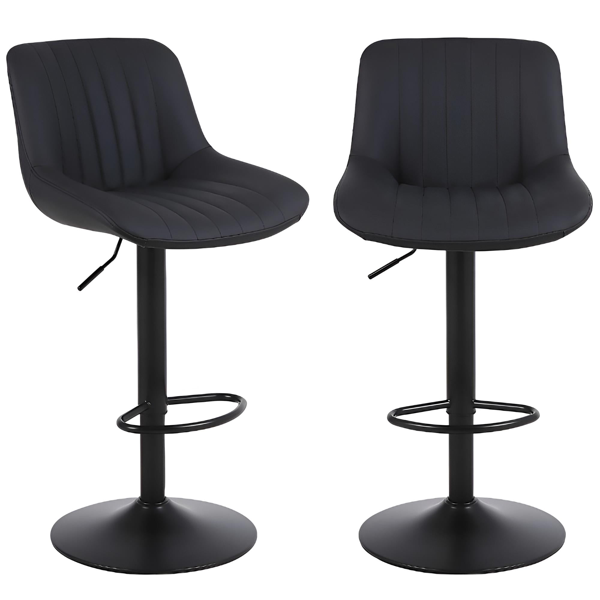 Modern PU Leather Bar Stools Set of 2, Swivel Counter Height Barstools ...