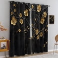 Black Gold Floral Style Blackout Curtains Curtain Panels for Bedroom ...