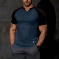 Betivan Men's Color Blocked Short Sleeved V-neck Casual Fashion Top T ...