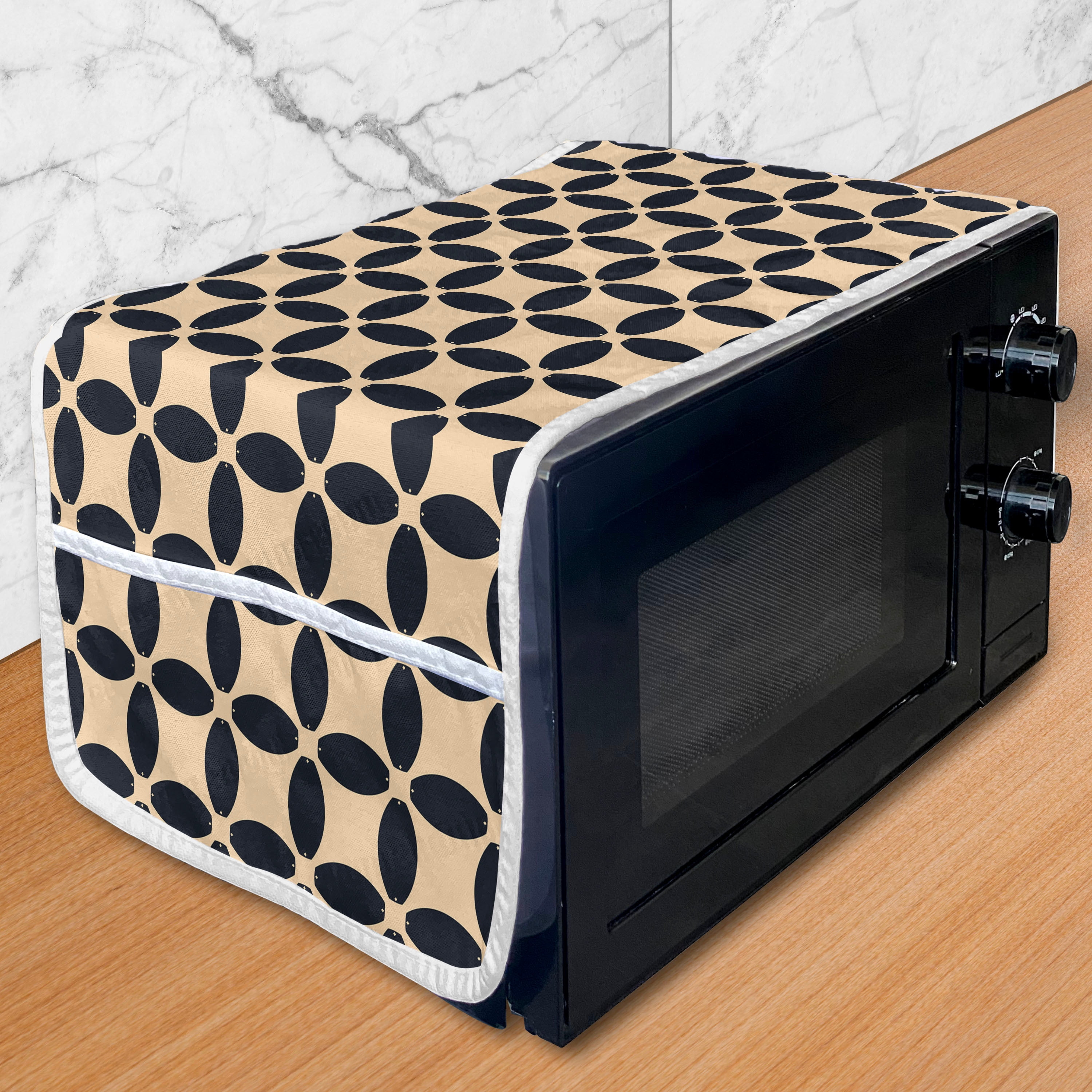 Classic Microwave Oven Cover, Rococo Medieval Damask Style Geometric ...