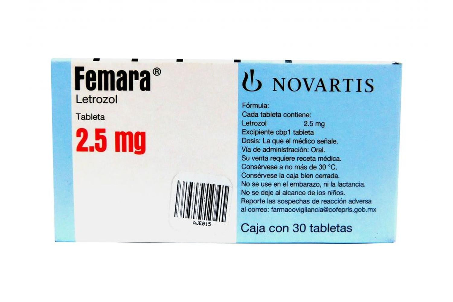 Femara 2.5 mg Caja Con 30 grageas | Bodega Aurrera en línea