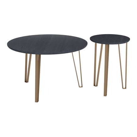 ZUO Somme Modern Steel MDF and Paper Table Set in Black Finish ...