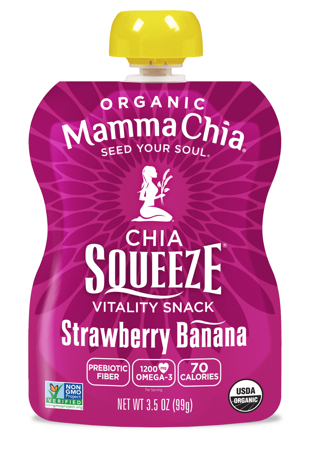 Mamma Chia Strawberry Banana Organic Chia Squeeze Pouch, 3.5 oz, 4 ...