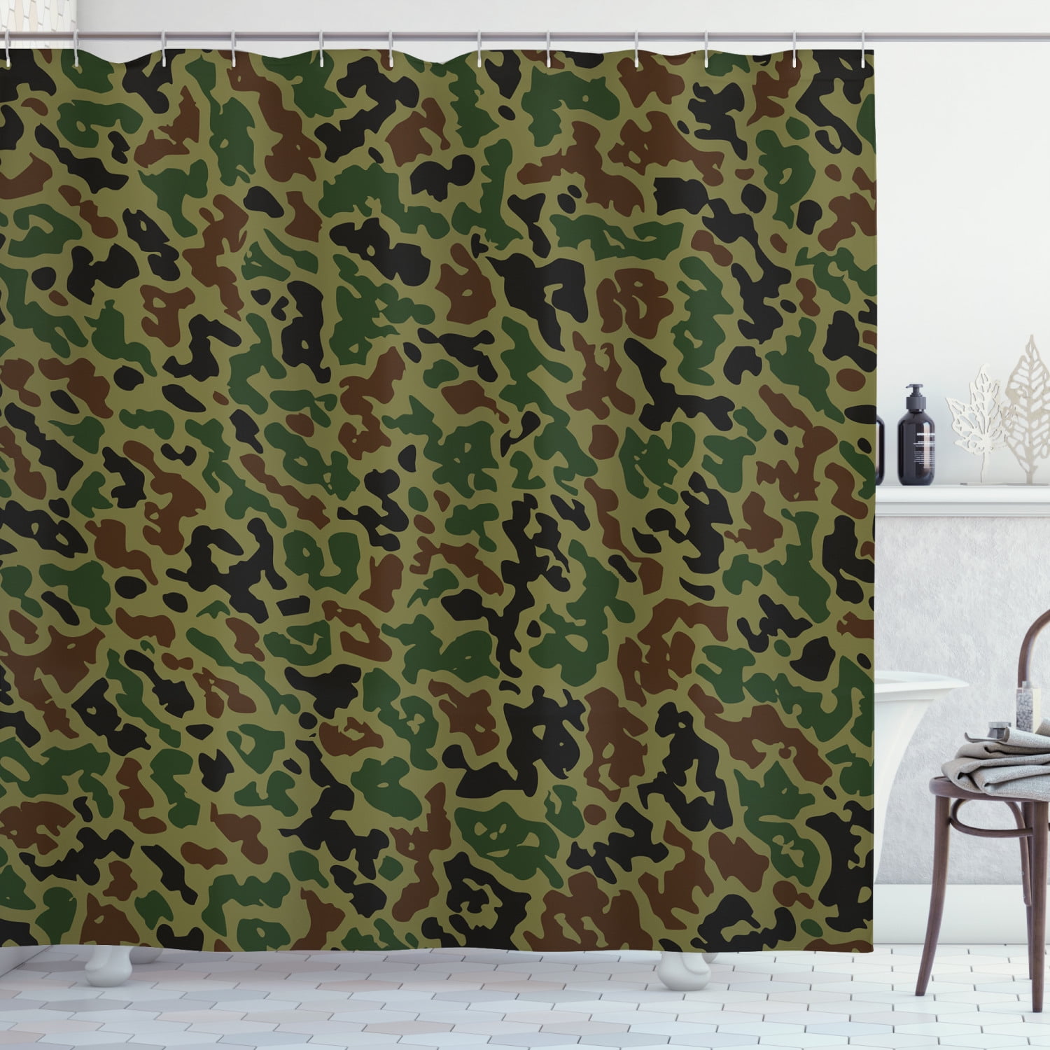 Ambesonne Camo Shower Curtain Summer Grungy Pattern 69wx75l Khaki