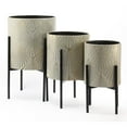 HomeStock Modern Marvel Set Of 3 Gray And Gold Metal Cachepot Planters ...
