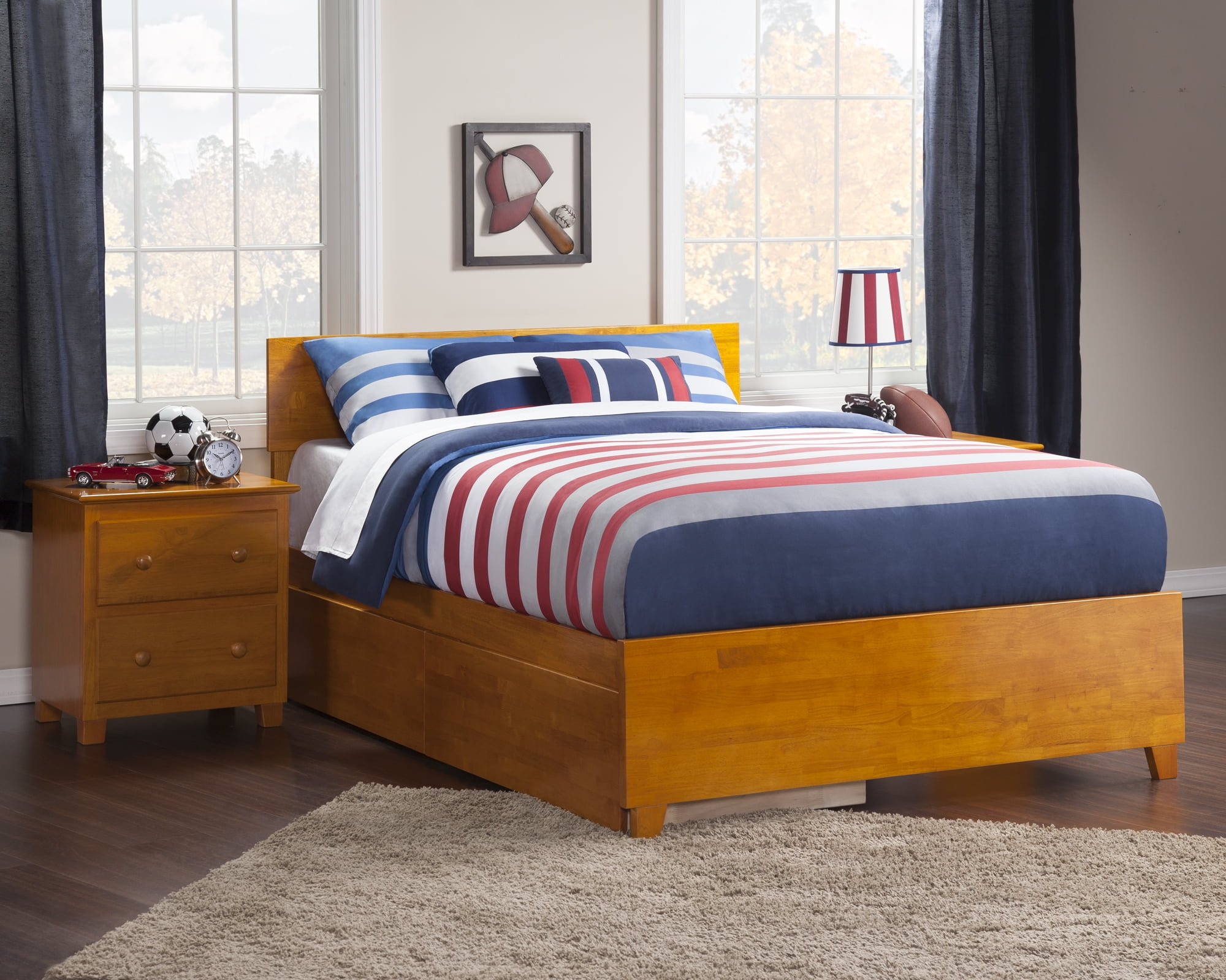 Orlando Queen Platform Bed with Matching Foot Board with 2 Urban Bed ...