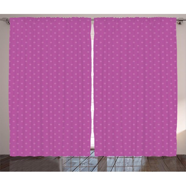 Mauve Decor Curtains 2 Panels Set, Retro Polka Dots Background ...
