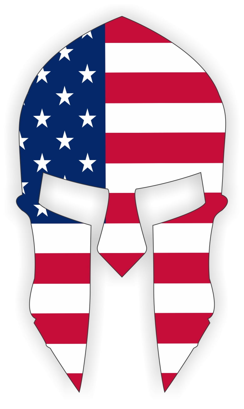 3.8 Inch Spartan Helmet American Flag Decal Sticker - Walmart.com