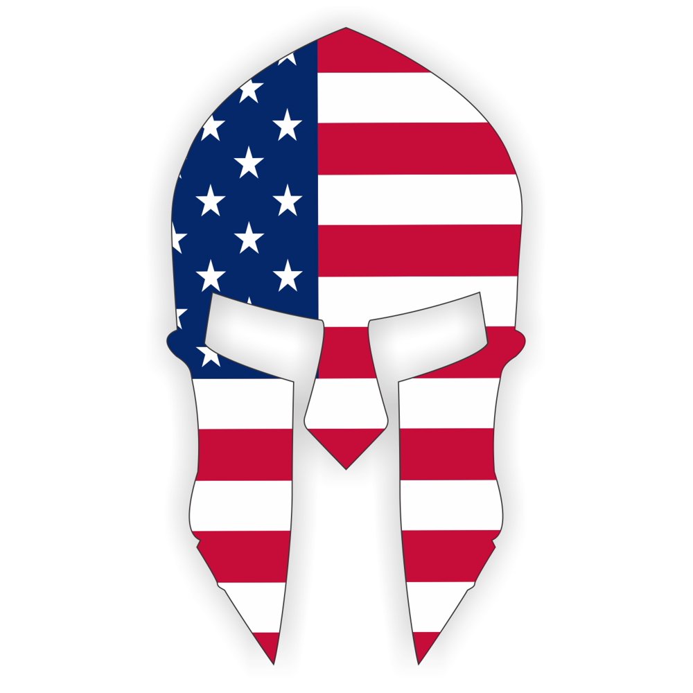 3.8 Inch Spartan Helmet American Flag Decal Sticker - Walmart.com ...