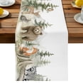 Bear Deer Fox Rabbit Dining Table Runner, Rustic Green Forest Animal ...