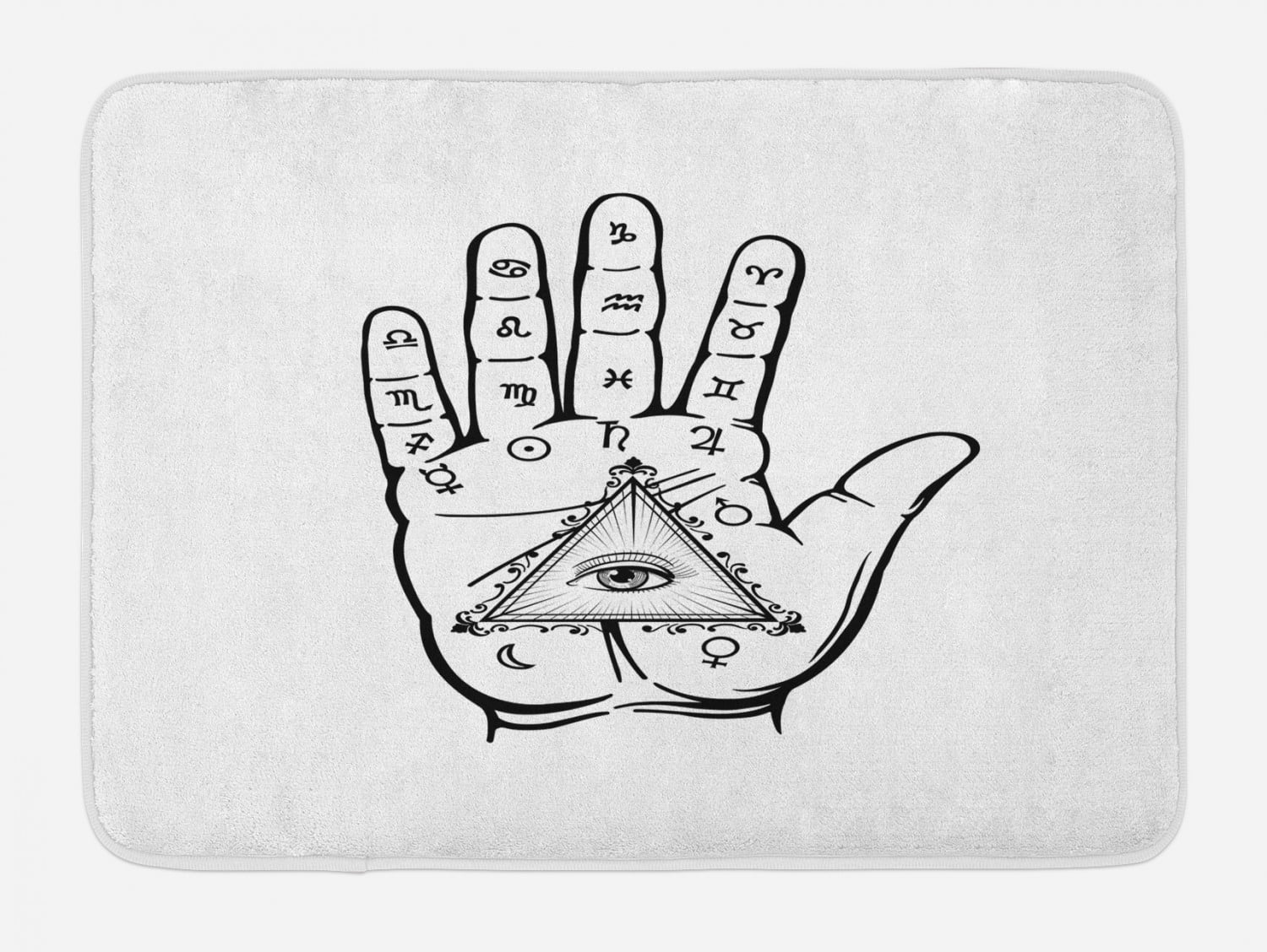 Palmistry Bath Mat, Psychic Hand Pattern with Magic Eye Alchemy Signs ...