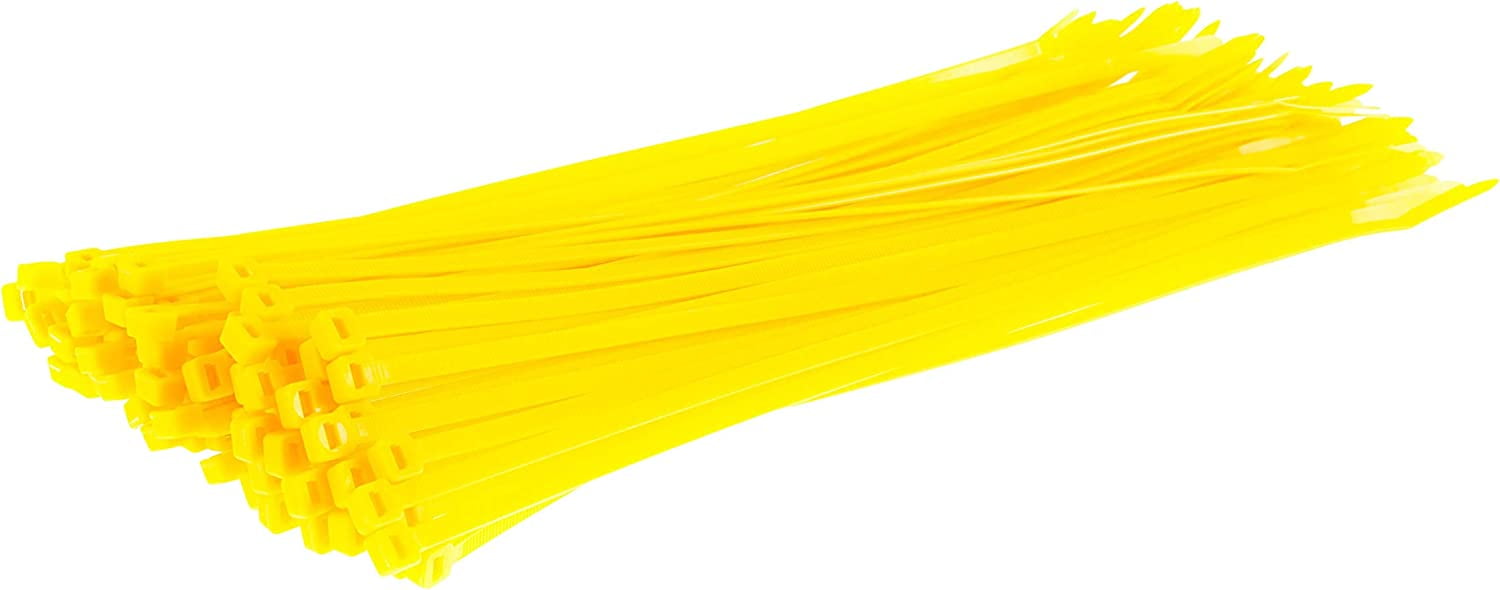 GTSE 12 Inch Yellow Zip Ties, 100 Pack, 40lb Self Locking Cable Ties ...