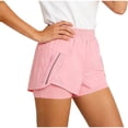 ATOYSOY Mesh Zipper Pocket 2 Layer Active Shorts For Women Solid Color ...