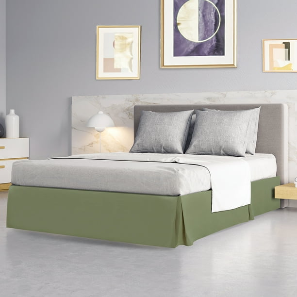 Piccocasa Brushed Pleated Bed Skirt Tailored Dust Ruffled 16 Inch Drop