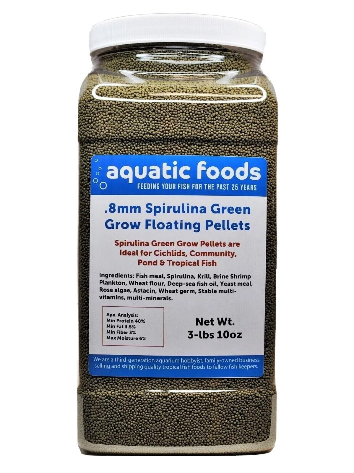 0.8mm Spirulina Green Grow Floating Pellets for Baby Discus, Cichlids ...