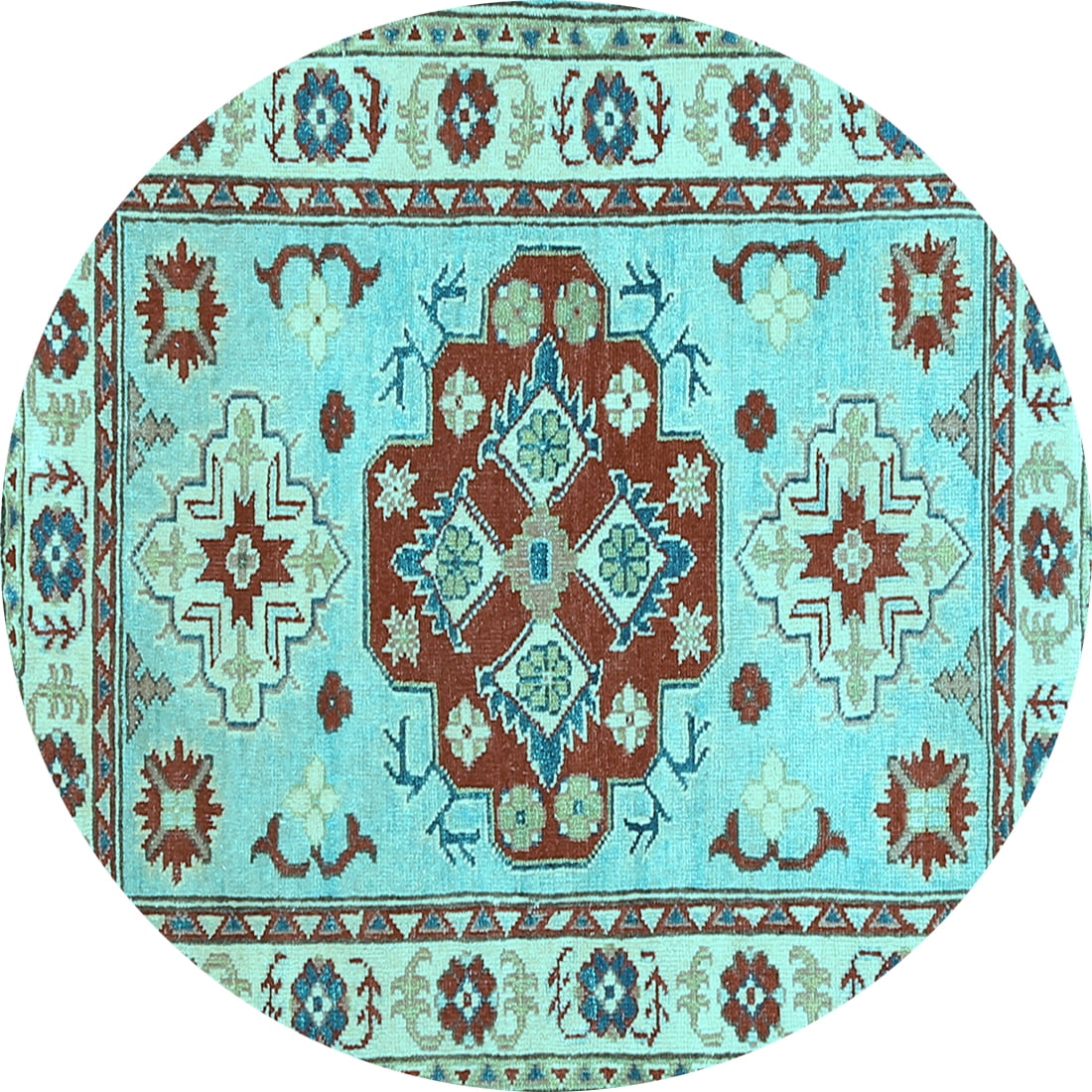 Ahgly Company Indoor Round Persian Light Blue Traditional Area Rugs, 8 ...